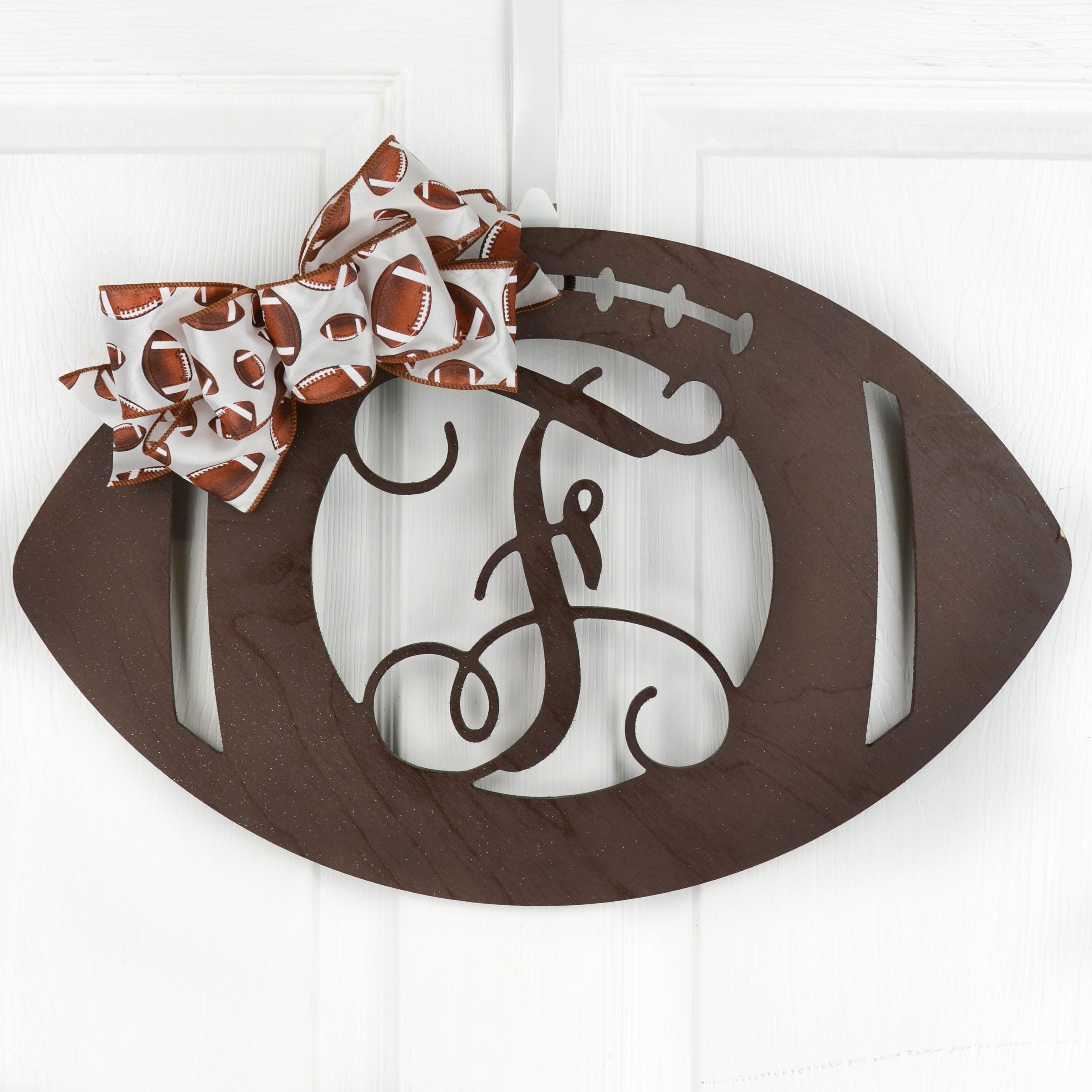 Letter F : Wooden Sports Football Monogram Initial Letter – Pink Door ...